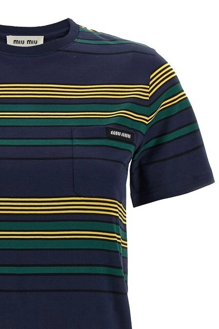 Miu Miu Striped Crewneck T-shirt - Multi-color