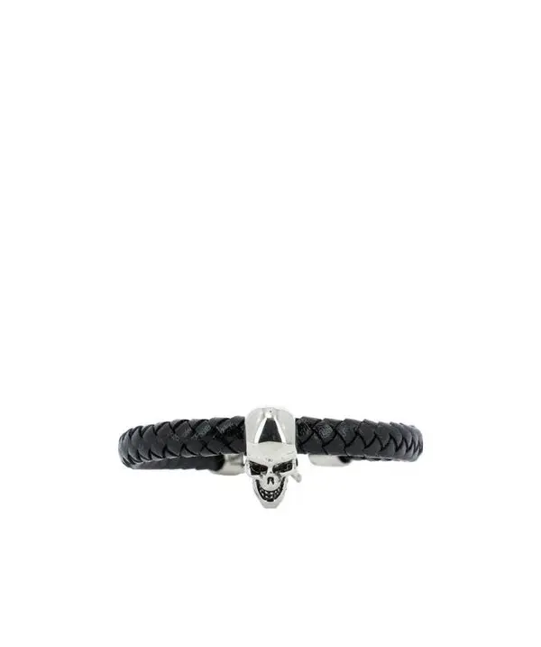 Alexander McQueen Braided Skull Bracelet - Black