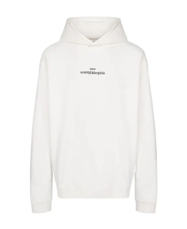 MAISON MARGIELA Logo Embroidered Hoodie - White