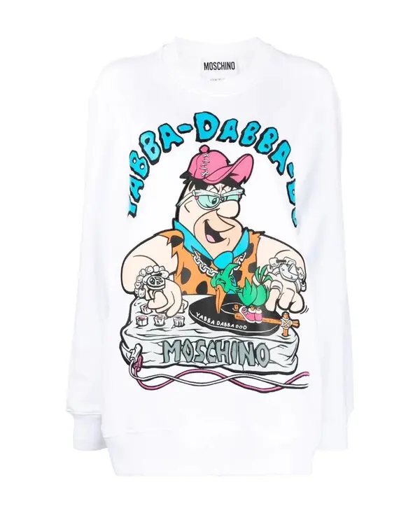 Moschino Graphic Print Crewneck Sweatshirt - White