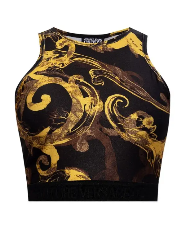 Versace Magazine-printed Sleeveless Cropped Top