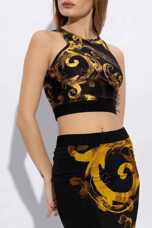 Versace Magazine-printed Sleeveless Cropped Top