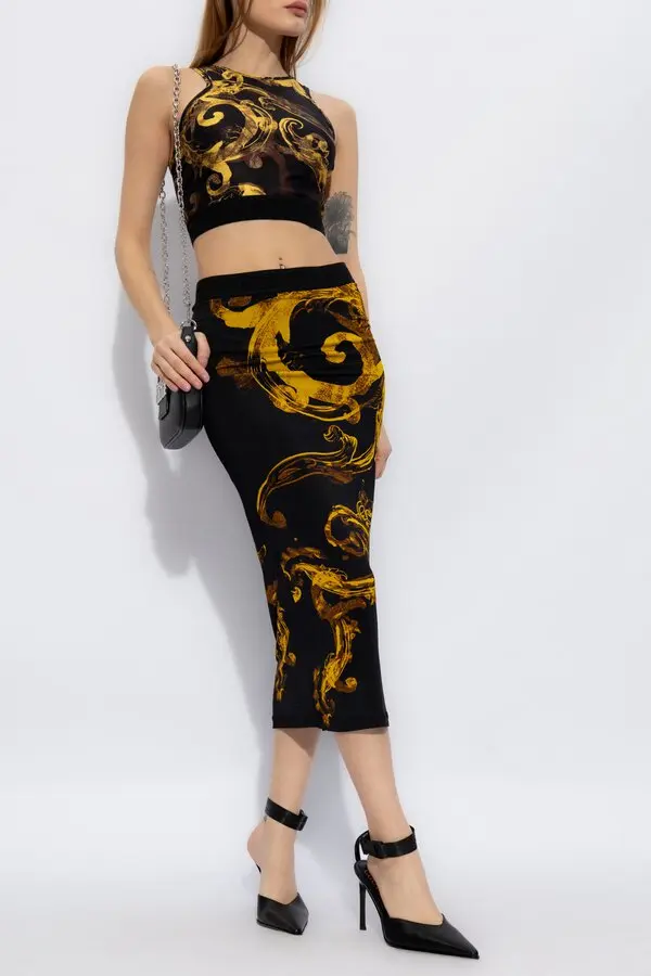 Versace Magazine-printed Sleeveless Cropped Top