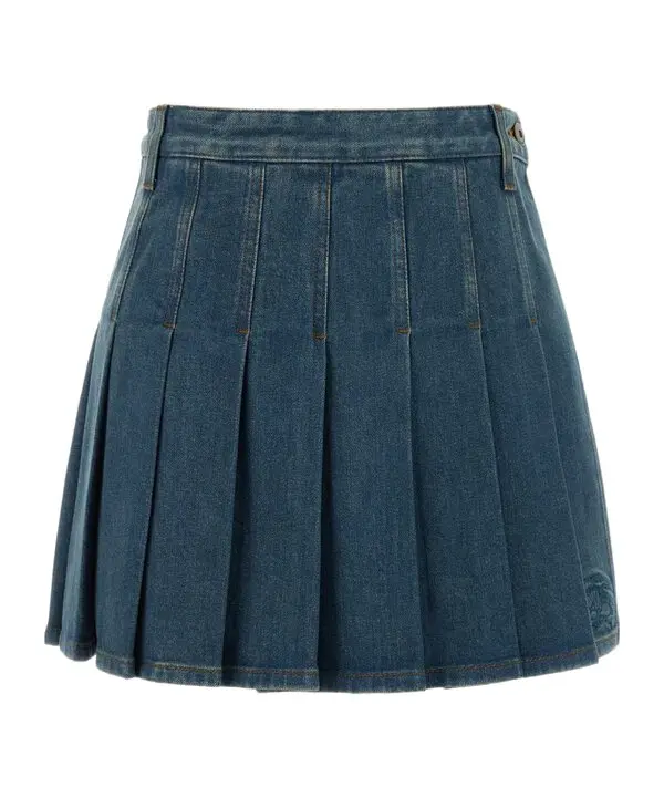 Burberry Pleated Denim Mini Skirt - Medium Blue