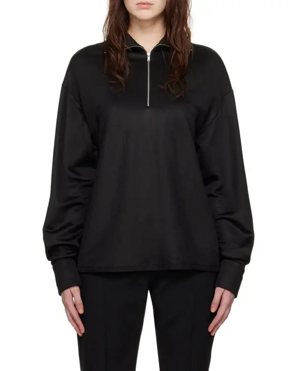 JIL SANDER Half-zip High Neck Sweatshirt - Black