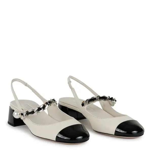 Miu Miu Two-toned Chain-linked Slingback Pumps