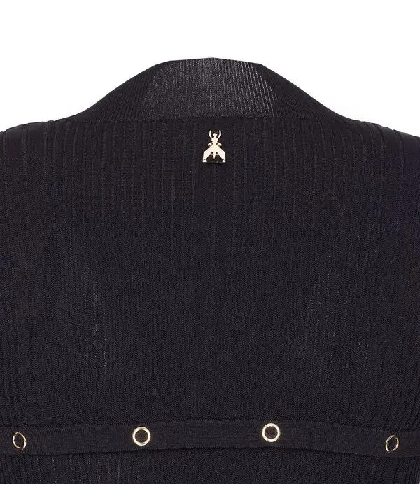 Patrizia Pepe High-neck Ribbed Knitwear With Button Detail - Black