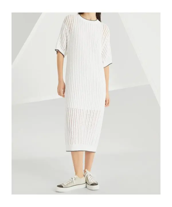 Brunello Cucinelli Ribbed-knit Short-sleeved Dress