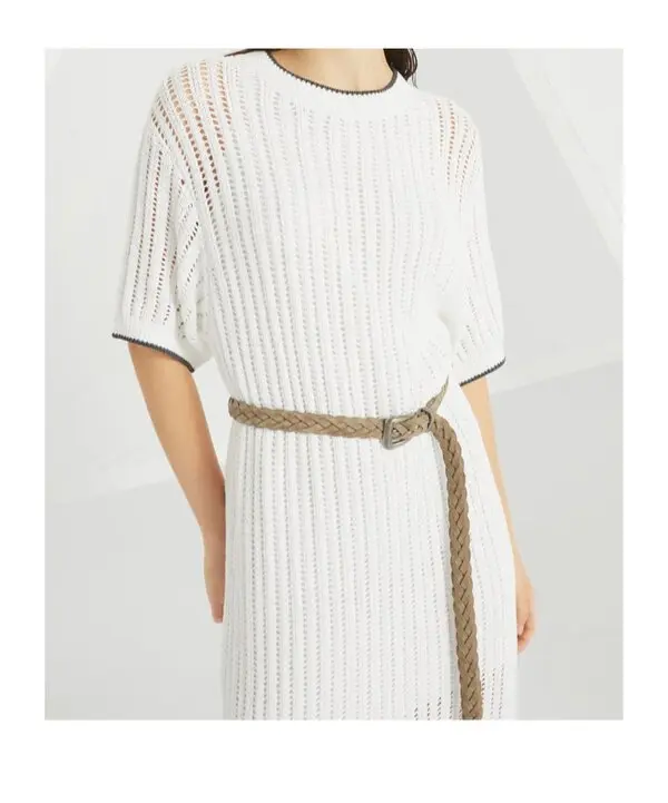 Brunello Cucinelli Ribbed-knit Short-sleeved Dress