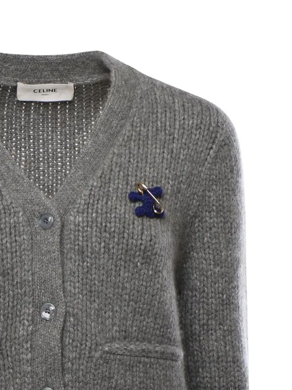Celine Cardigan In Cashmere And Silk - Light Gray