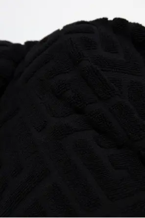 Balmain Hooded Cape With Embossed Geometric Lettering