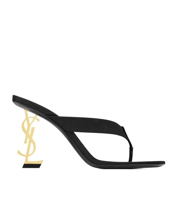 Saint Laurent Opyum Logo Plaque Mules - Black