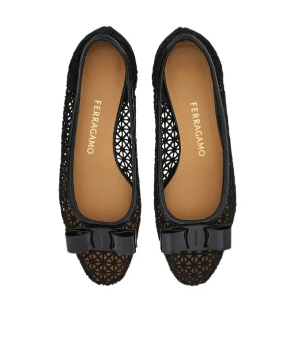 FERRAGAMO Vara Bow Macramé Lace Pumps