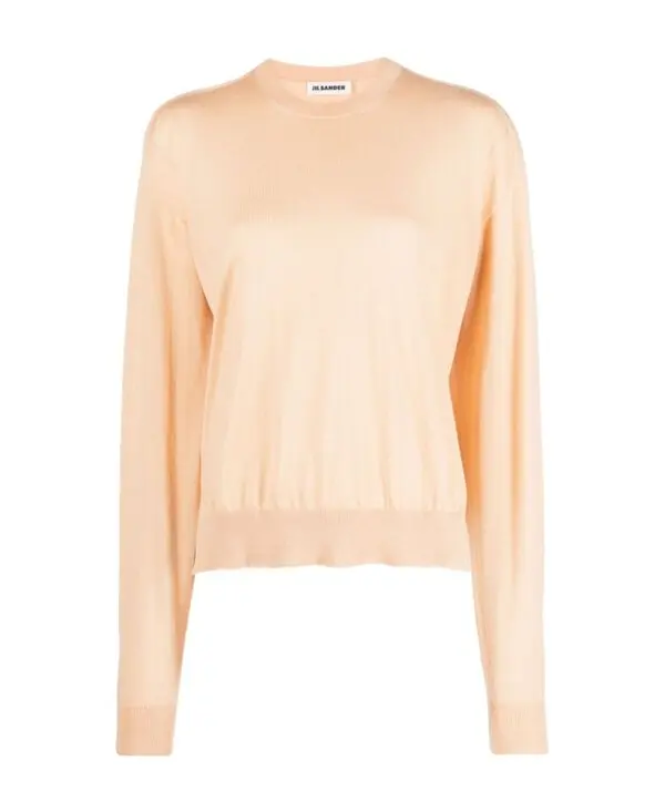 JIL SANDER Crew Neck Long Sleeve Sweater - Nude