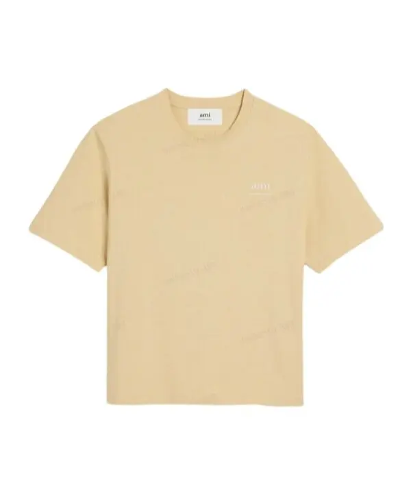 AMI Paris Logo Printed Crewneck T-shirt - Nude