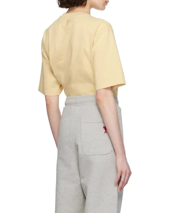 AMI Paris Logo Printed Crewneck T-shirt - Nude
