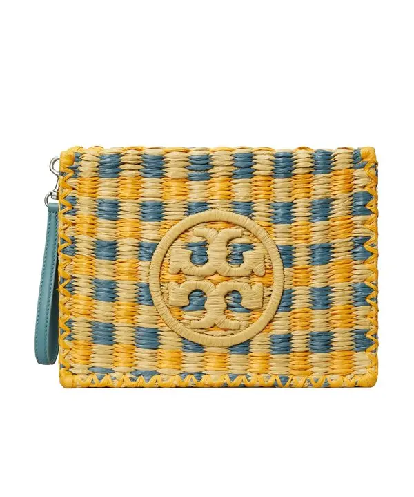 Tory Burch Ella Woven-check Clutch Bag - Blue
