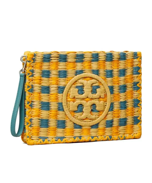 Tory Burch Ella Woven-check Clutch Bag - Blue