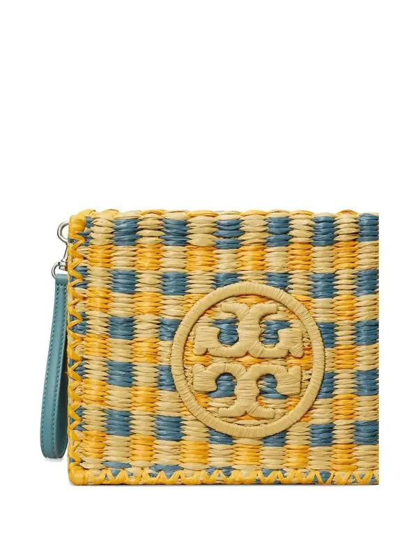 Tory Burch Ella Woven-check Clutch Bag - Blue