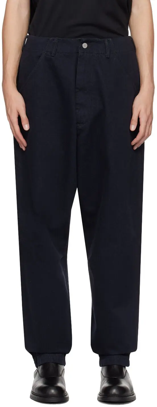Emporio Armani Logo-patch Straight-leg Cotton Trousers