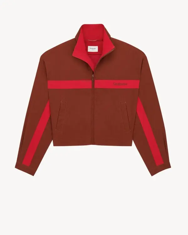 Saint Laurent Zip-up High Neck Jacket With Embroidered Logo