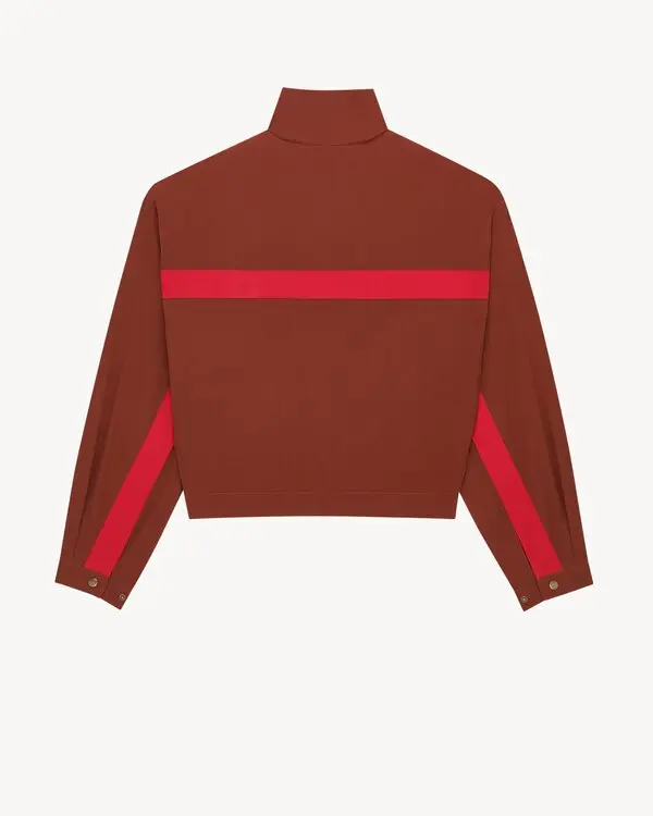 Saint Laurent Zip-up High Neck Jacket With Embroidered Logo