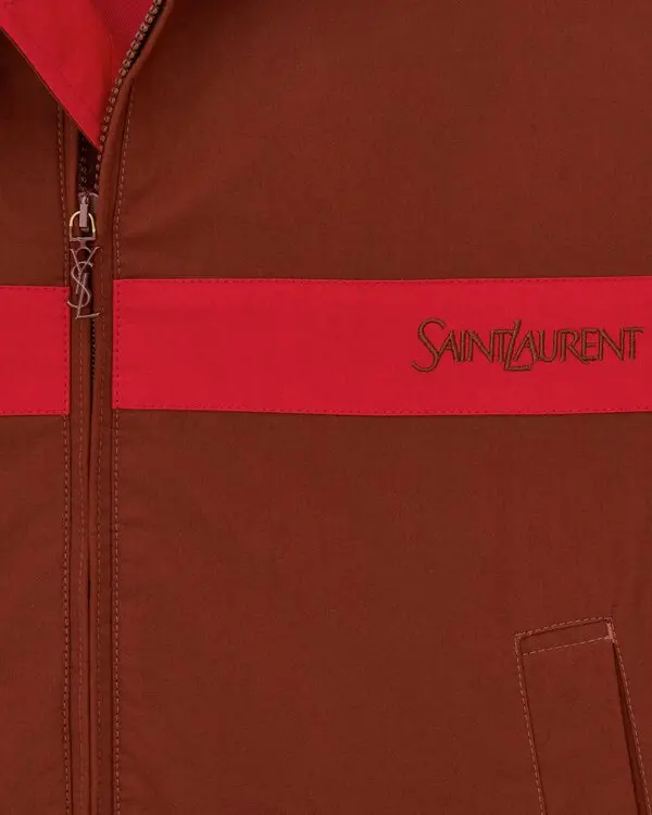 Saint Laurent Zip-up High Neck Jacket With Embroidered Logo