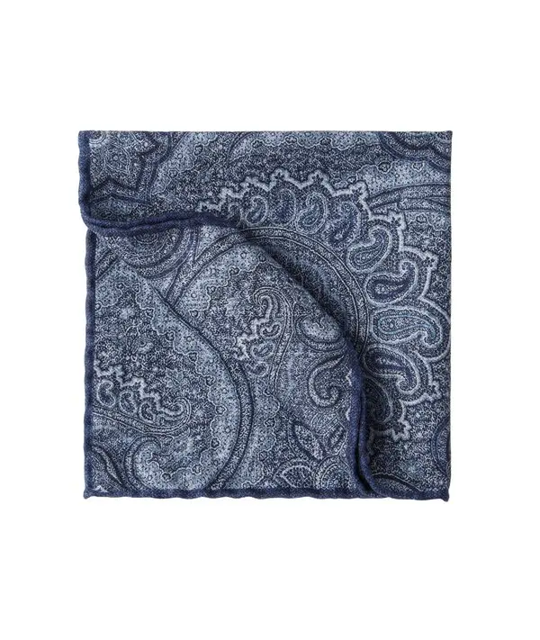 Brunello Cucinelli Logo Patch Graphic Printed Pocket Square - Blue