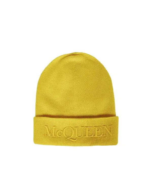 Alexander McQueen Logo Embroidered Beanie - Yellow