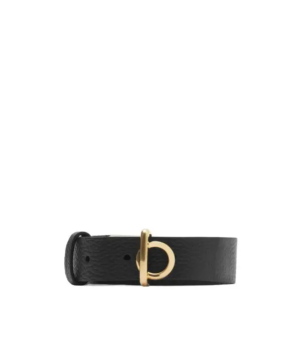 Burberry Leather Belt With Gold-tone B-shaped Buckle - Black