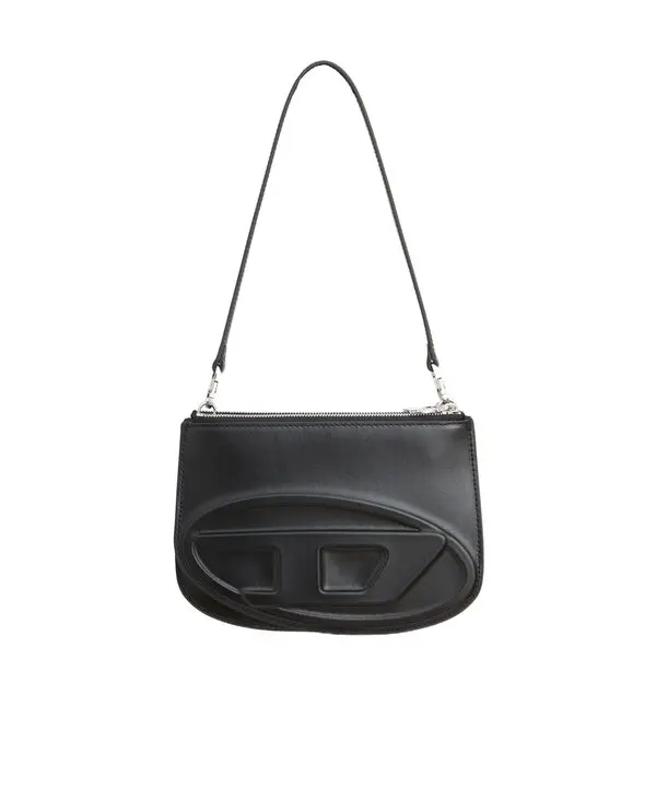 DIESEL® Logo Embossed Zipped Shoulder Bag - Black