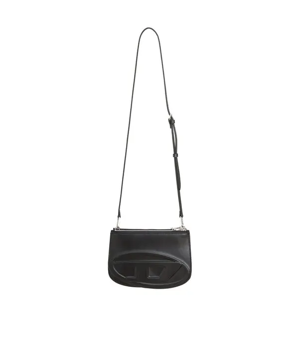 DIESEL® Logo Embossed Zipped Shoulder Bag - Black