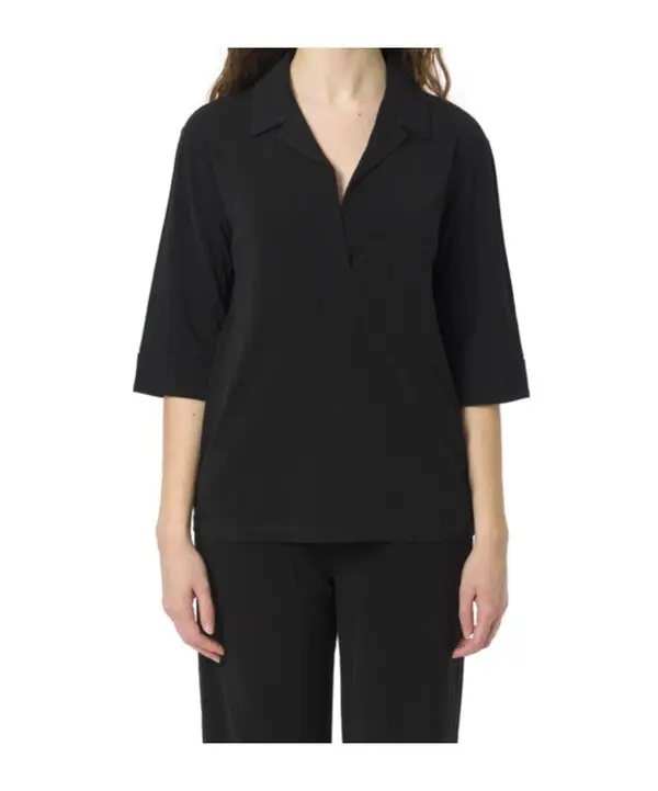 Max Mara V-neck Three-quarter Sleeve Blouse - Black
