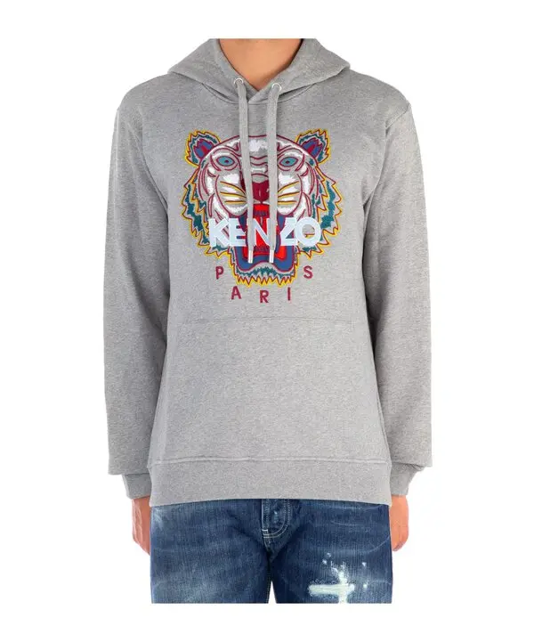 Kenzo Embroidered Tiger Hooded Hoodie - Grey