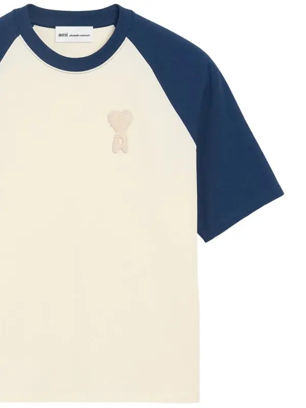 AMI Paris De Coeur Knitted Patch T-shirt - Beige