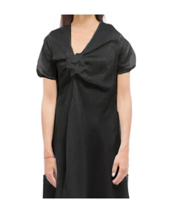 MARC LE BIHAN Asymmetrical Draped Pleated Dress - Black
