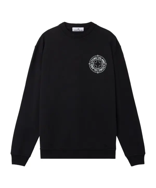 Stone Island Logo Print Crewneck Sweatshirt - Black