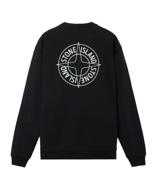 Stone Island Logo Print Crewneck Sweatshirt - Black