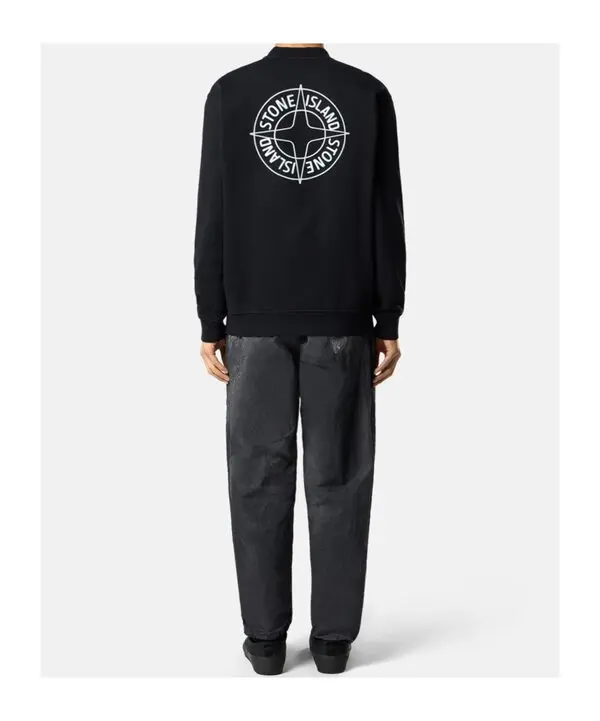 Stone Island Logo Print Crewneck Sweatshirt - Black