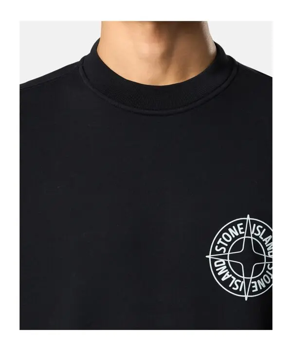 Stone Island Logo Print Crewneck Sweatshirt - Black