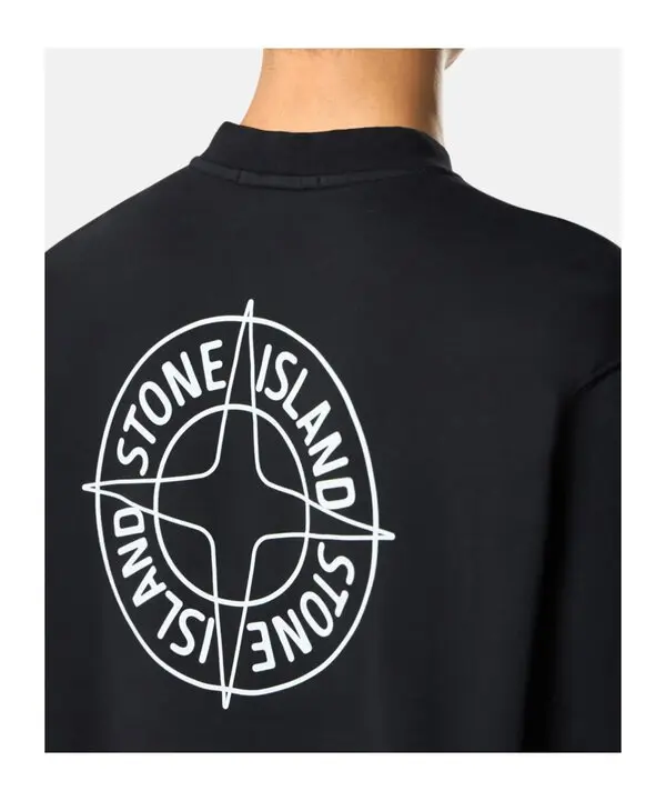 Stone Island Logo Print Crewneck Sweatshirt - Black