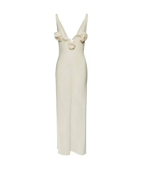 Magda Butrym Crepe High Leg Maxi Dress - Cream