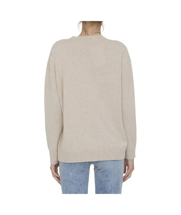 Max Mara Crewneck Knitted Jumper With Embellished Numbers - Beige