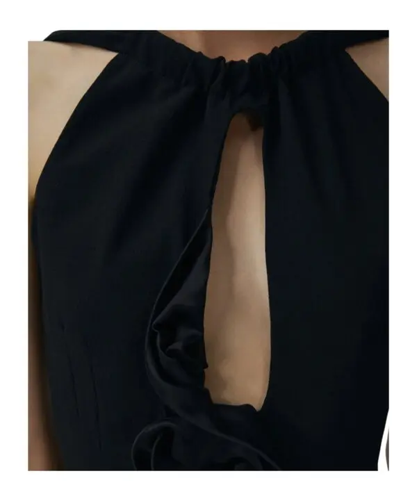 Magda Butrym Wool Keyhole Midi Dress With Floral Applique