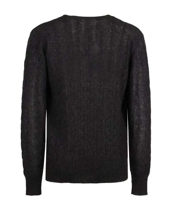 Etro Logo Embroidered V-neck Knitted Jumper - Black