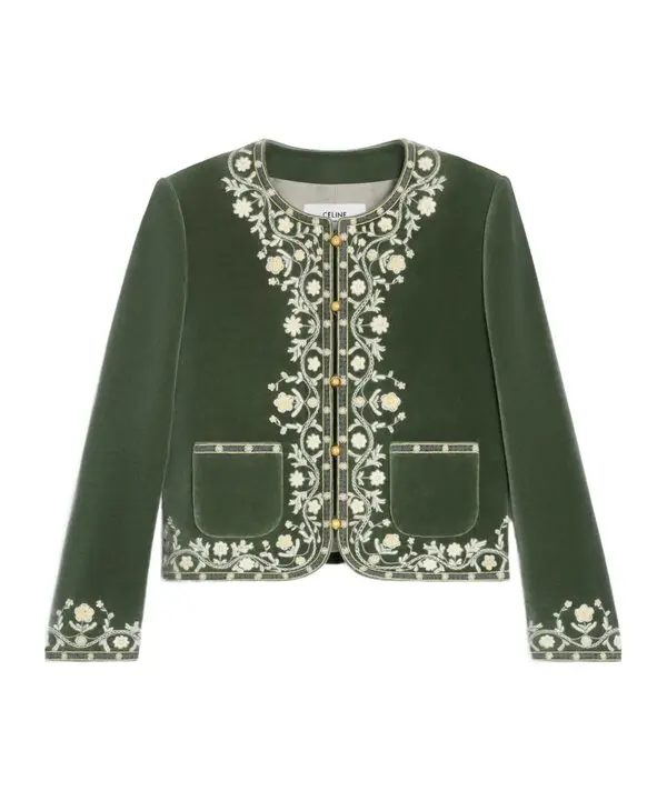 Celine Embroidered Velvet Chelsea Jacket