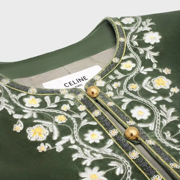 Celine Embroidered Velvet Chelsea Jacket