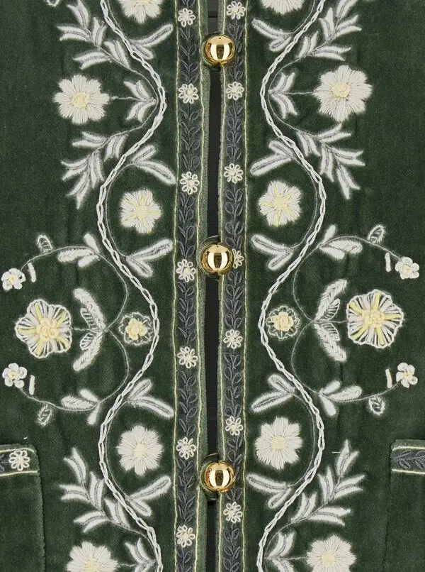 Celine Embroidered Velvet Chelsea Jacket
