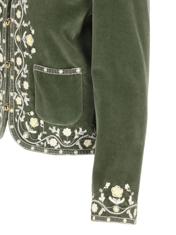 Celine Embroidered Velvet Chelsea Jacket