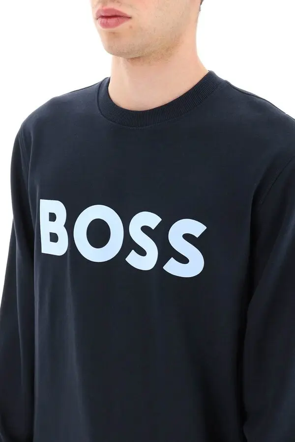 Hugo Boss Logo Print Cotton Sweatshirt - Black